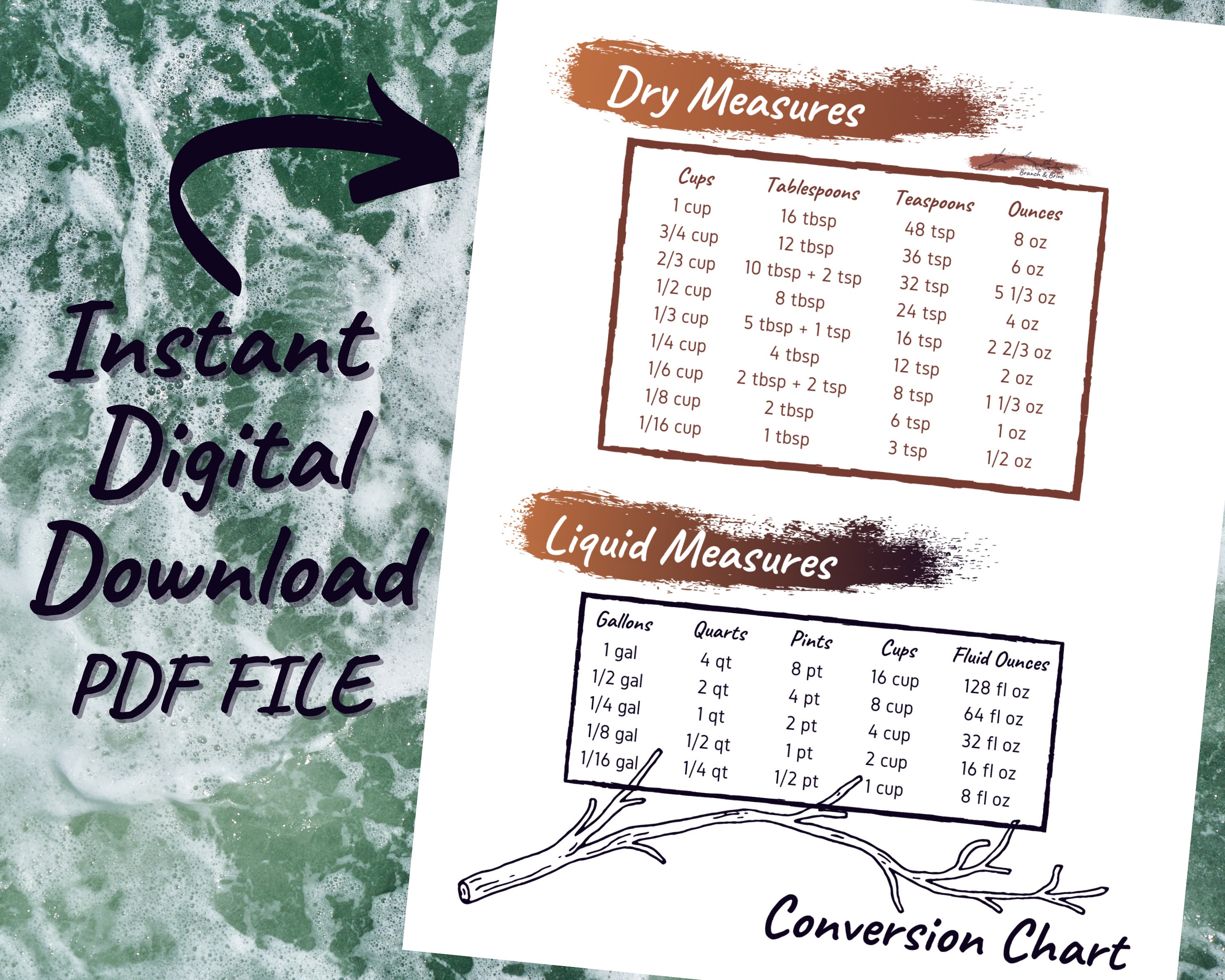 Kitchen Conversion Chart | Dry & Liquid Measures | Sunset Nature ...