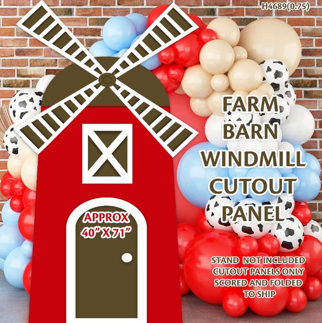 Red Windmill , Barn Props, Party Decor, Farm Birthday Party, Coroplast ...