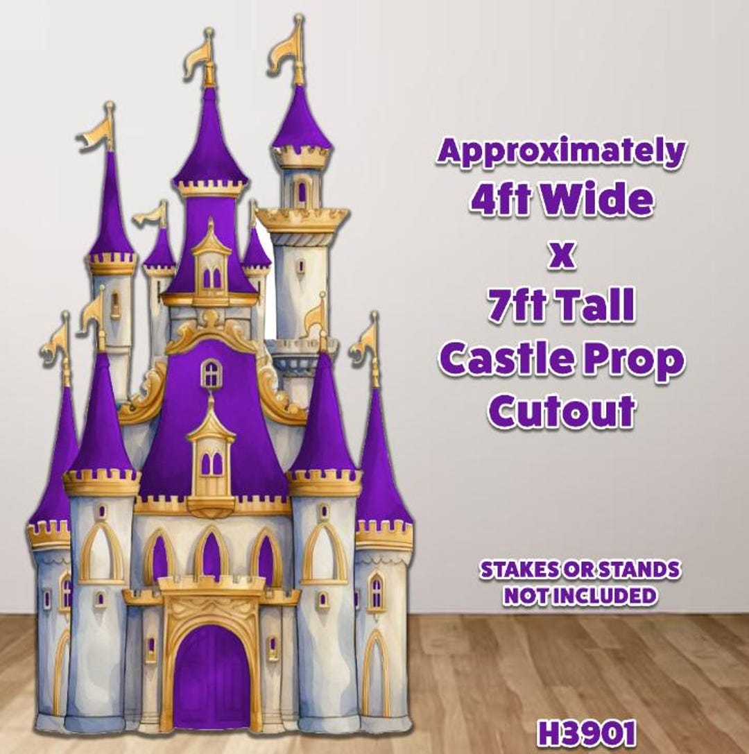 7ft Purple Castle Panel Coroplast Party Decor Princess and Prince Decor ...
