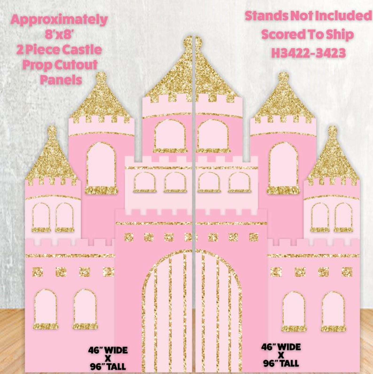 Pink Gold Castle 8x8 Coroplast Party Prop, Castle Prop, Castle Backdrop ...