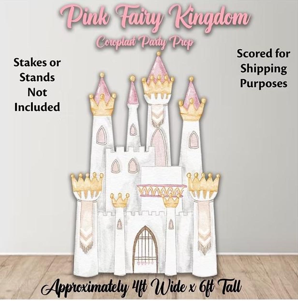 White Pink Castle Coroplast Party Prop, Castle Prop, Castle Backdrop ...