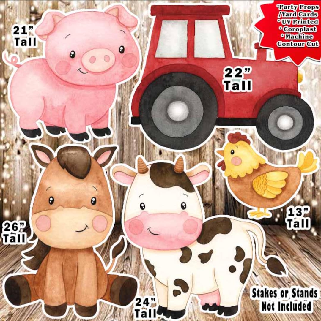 Farm Animals and Tractor, Farm Animals Party Props, Party Decor ...