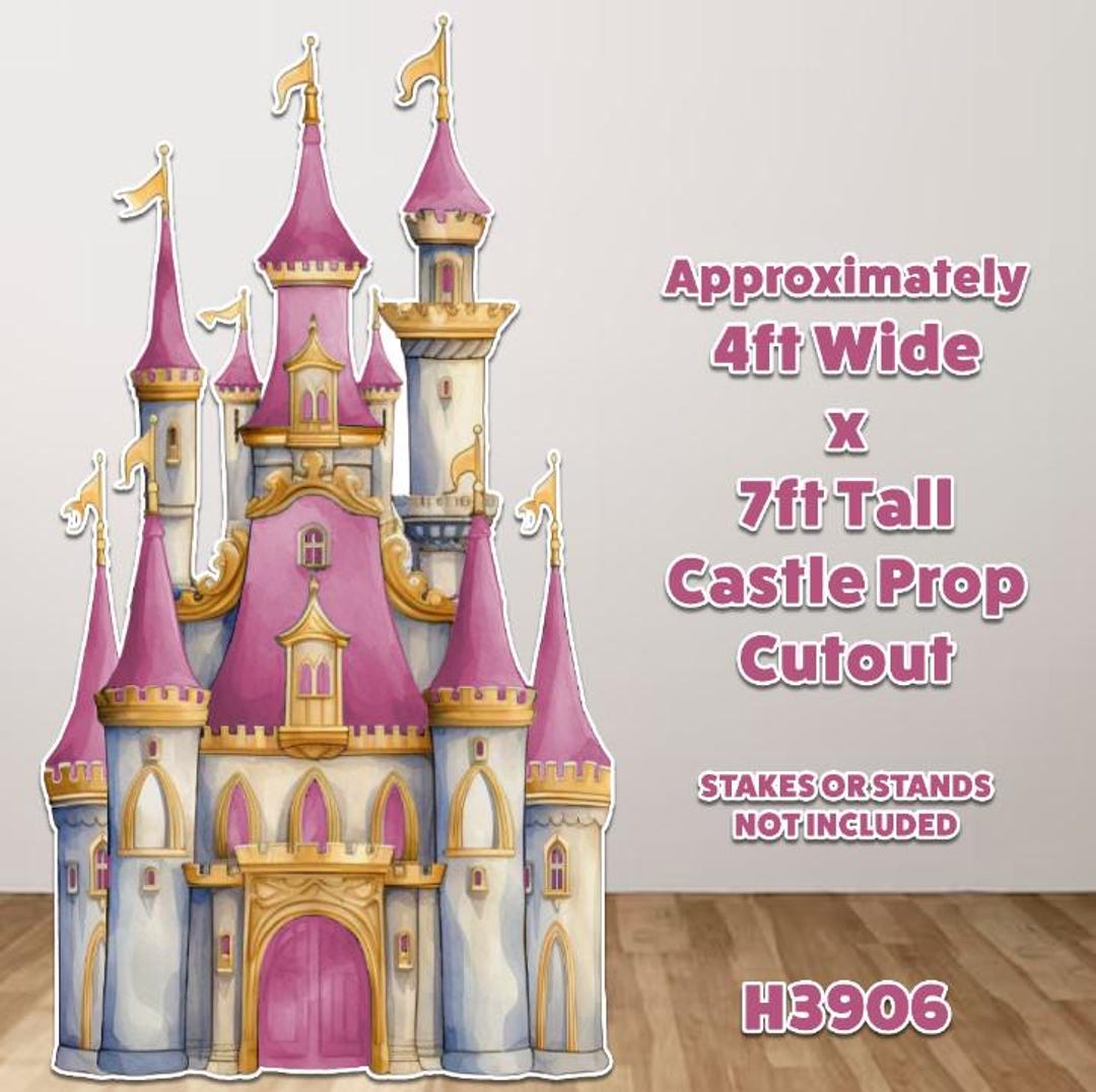7ft Pink Castle Panel Coroplast Party Decor Princess and Prince Decor ...
