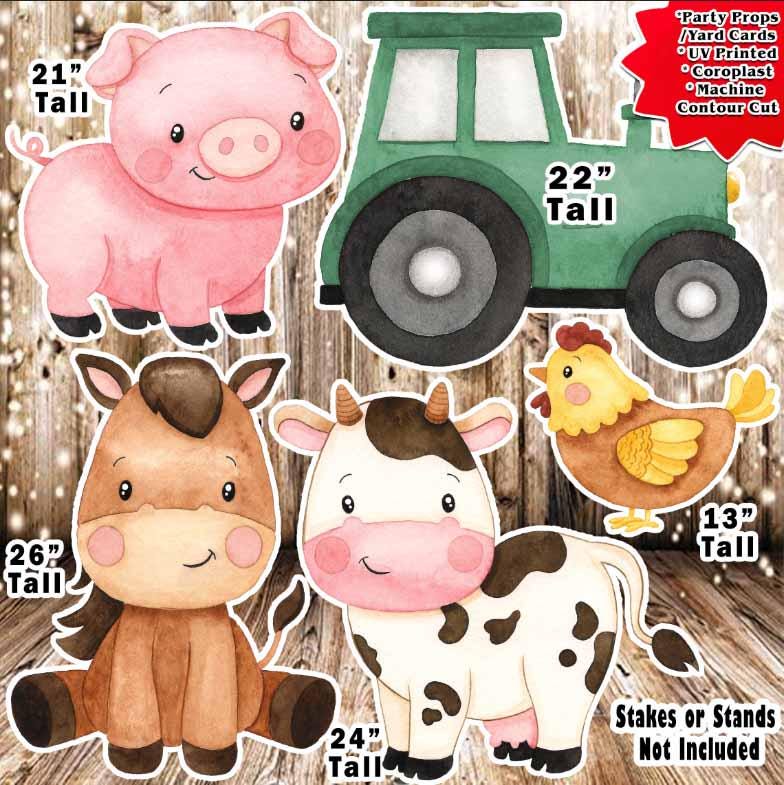 Farm Animals and Tractor, Farm Animals Party Props, Party Decor ...