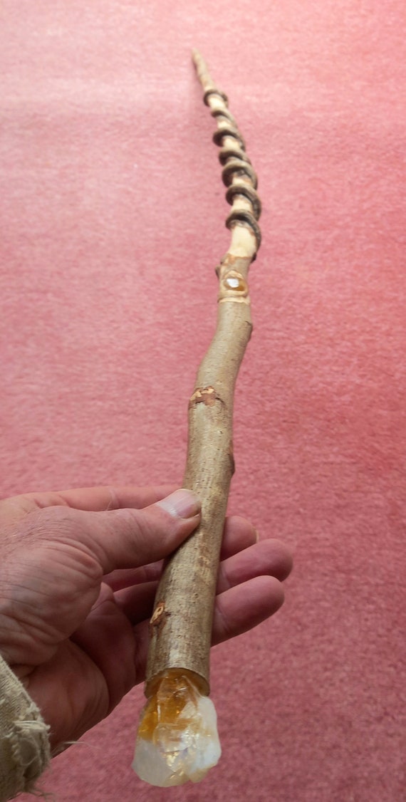 7.5 Spiral Hazel Staff With Two Citrines | Etsy