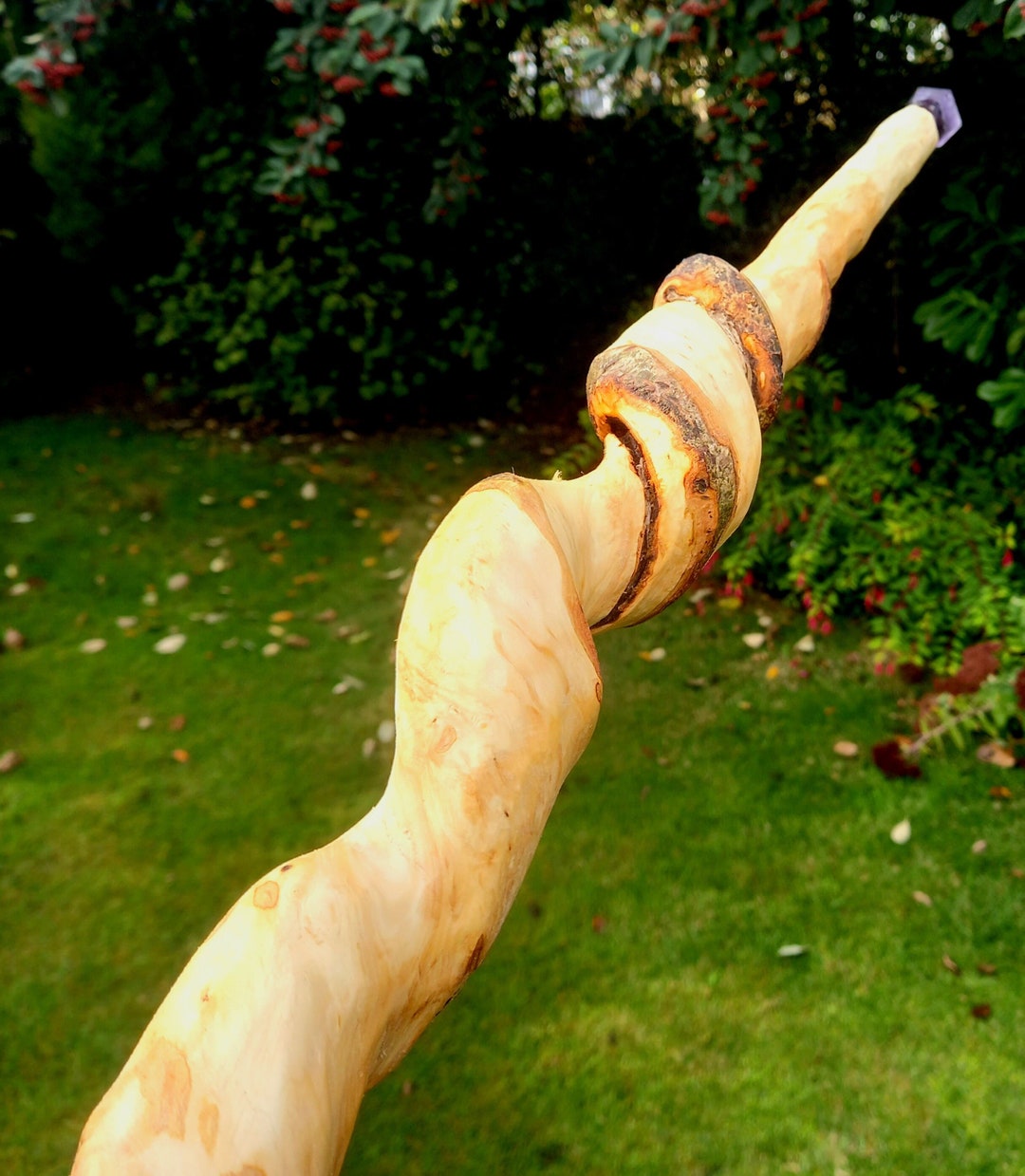 Amethyst Topped Rowan Wood Spiral Staff - Etsy Finland