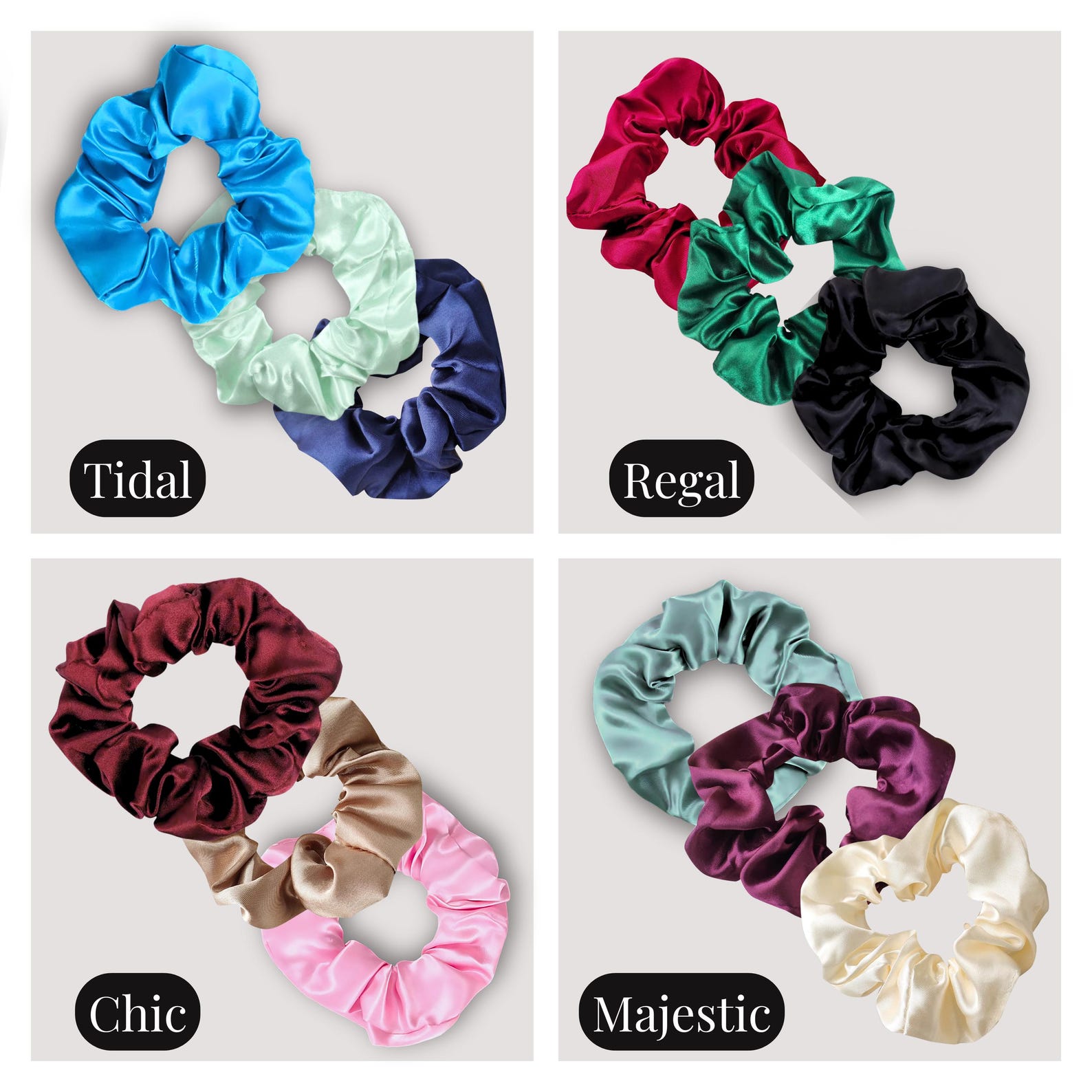 Handmade Satin Scrunchie for Damage-free Hair Styling - Small Size - 3 ...