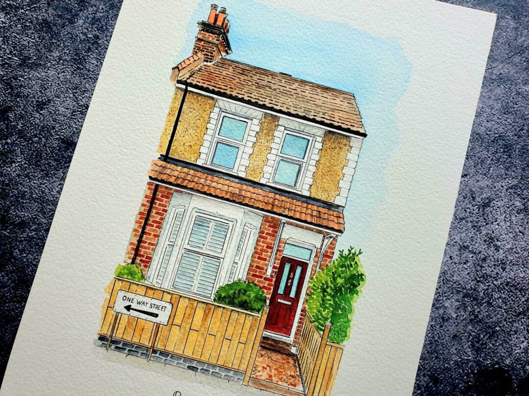 Custom Watercolour House Painting, Personalised Drawing, Handpainted ...