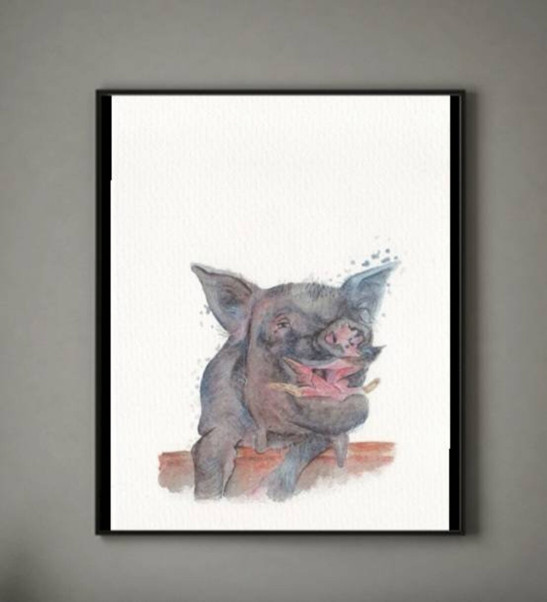 Arthur the Pig Watercolour Painting Print, Farm Animal Art, Wall Art ...