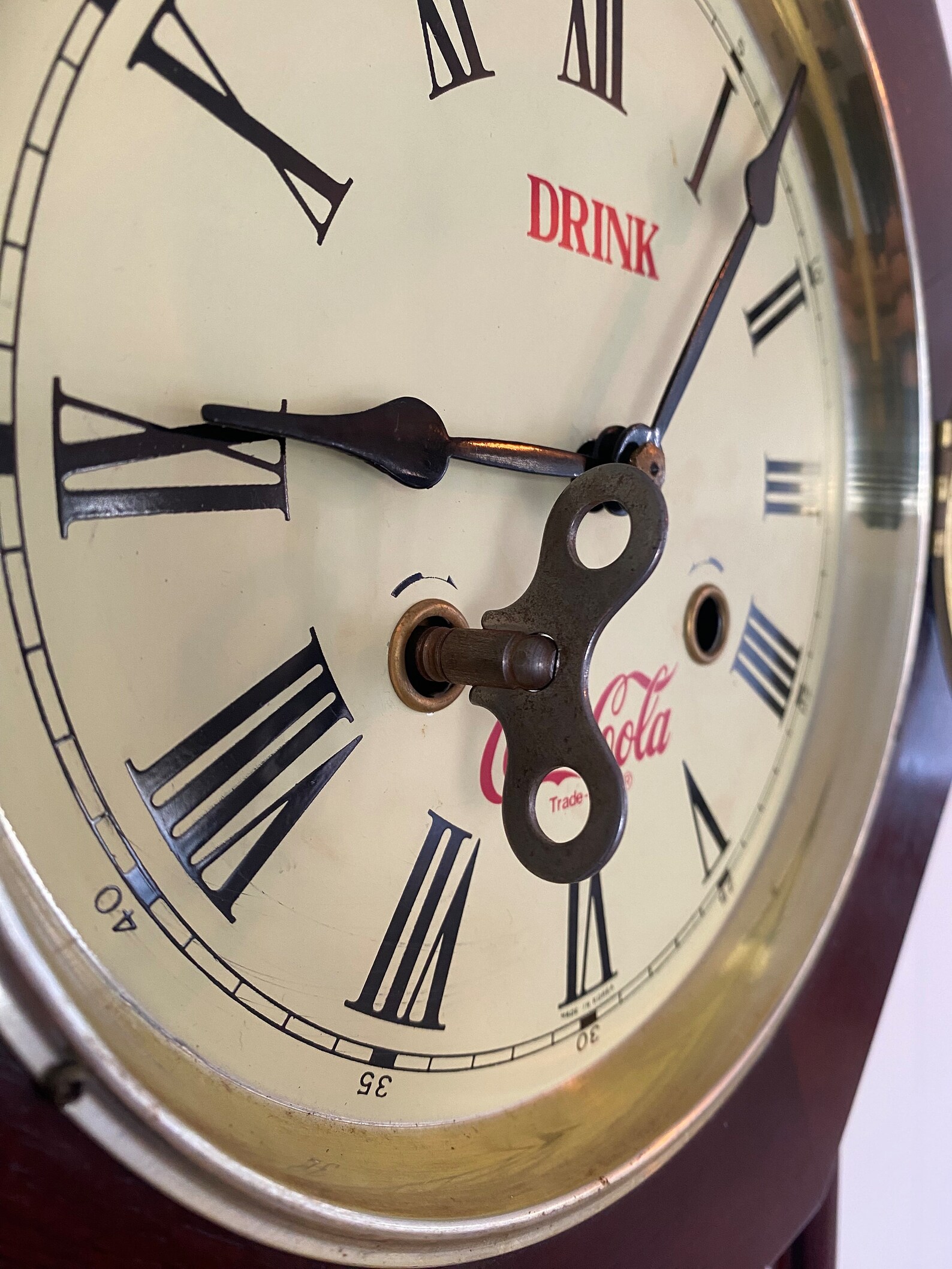 Vintage Coca Cola Mechanical Clock Chiming Pendulum Cherrywood Wall ...