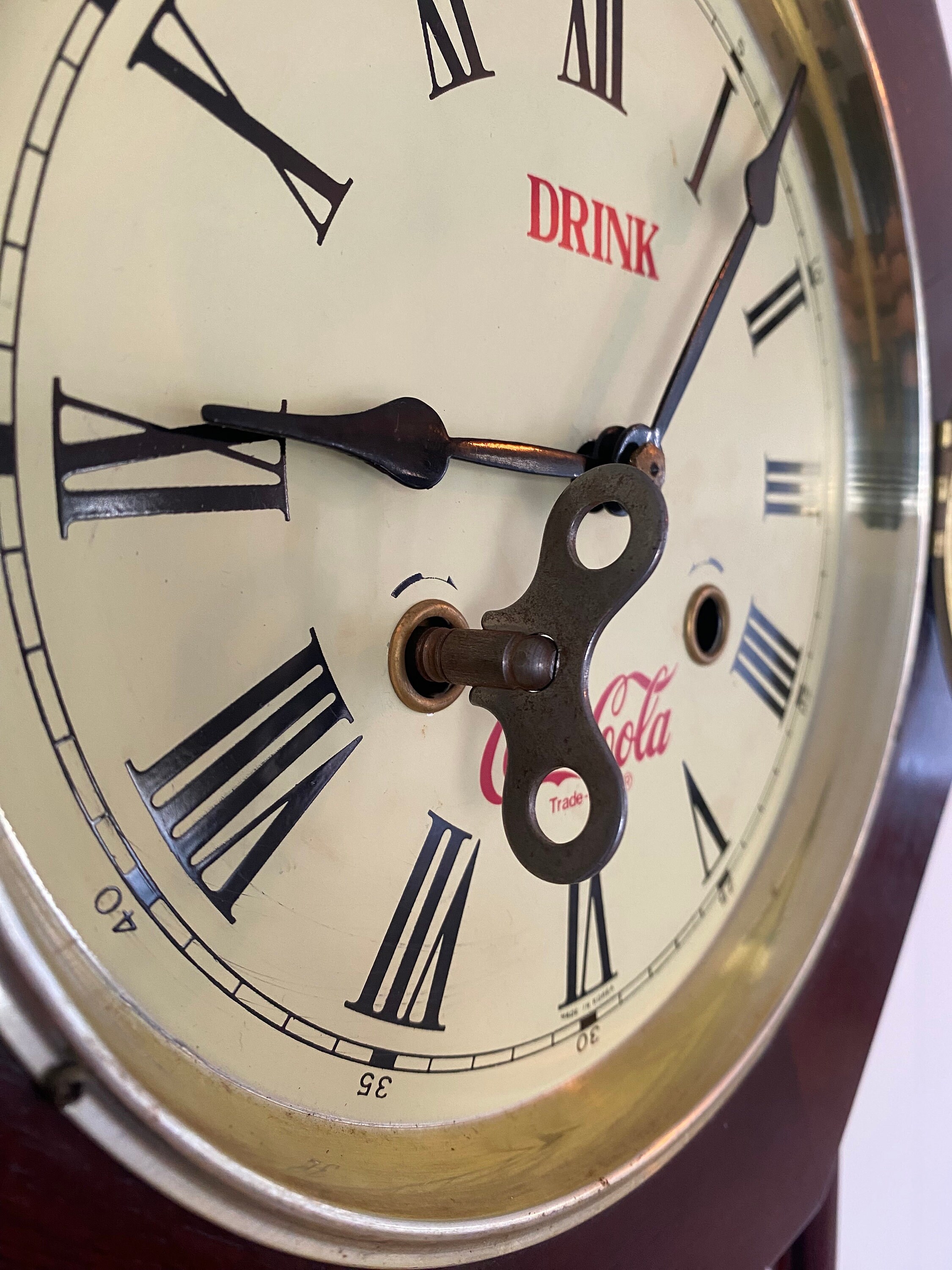 Vintage Coca Cola Mechanical Clock Chiming Pendulum Cherrywood Wall ...