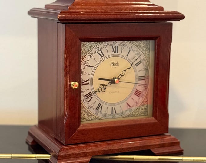 Vintage Mantel Clock Jewelry Box | Wooden Carriage Clock With Drawers ...
