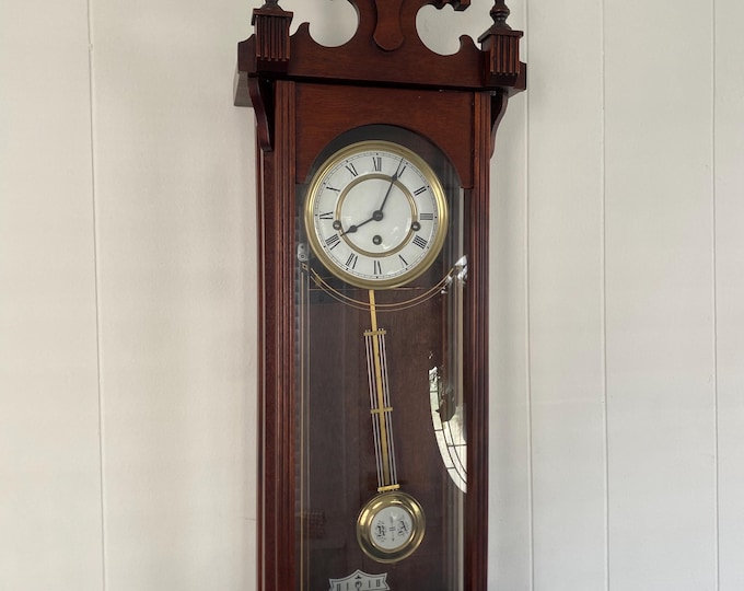 Vintage 8-day Westminster Chime Pendulum Colonial Cherrywood Wall Clock ...