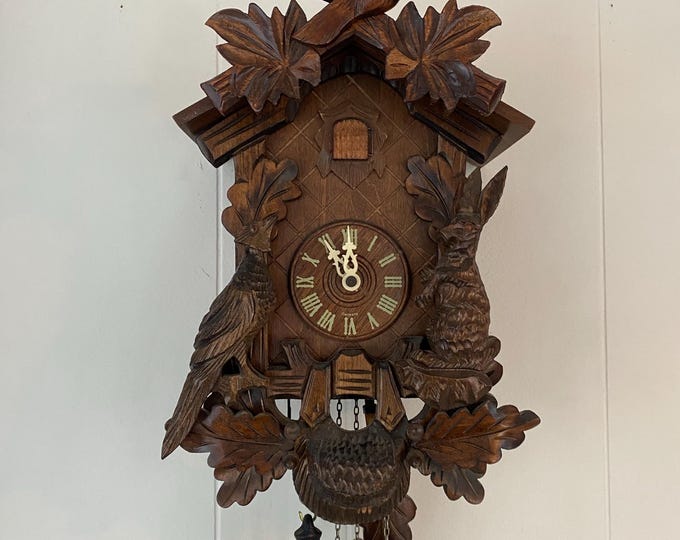 Working German Mechanical Cuckoo Clock Vintage Chiming Wood Cuckoo ...