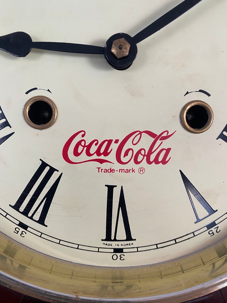 Vintage Coca Cola Mechanical Clock Chiming Pendulum Cherrywood Wall ...