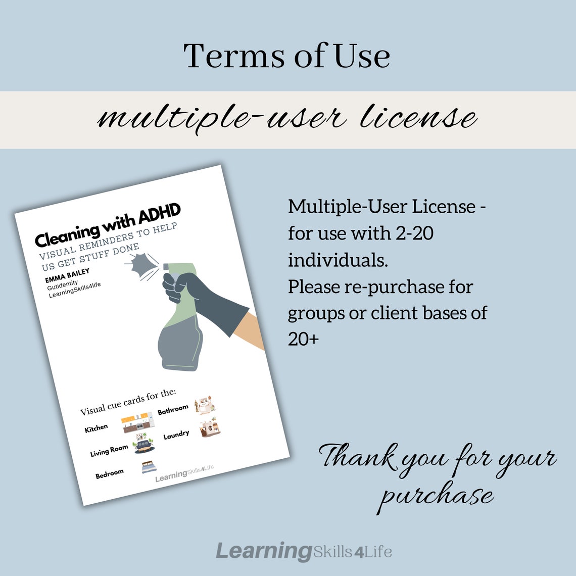 ADHD Visual Cue Cards - Cleaning With ADHD -multiple-user License- 189 ...