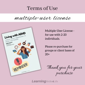 ADHD Visual Reminder Cards -living With Adhd-multiple-use License- 252 ...