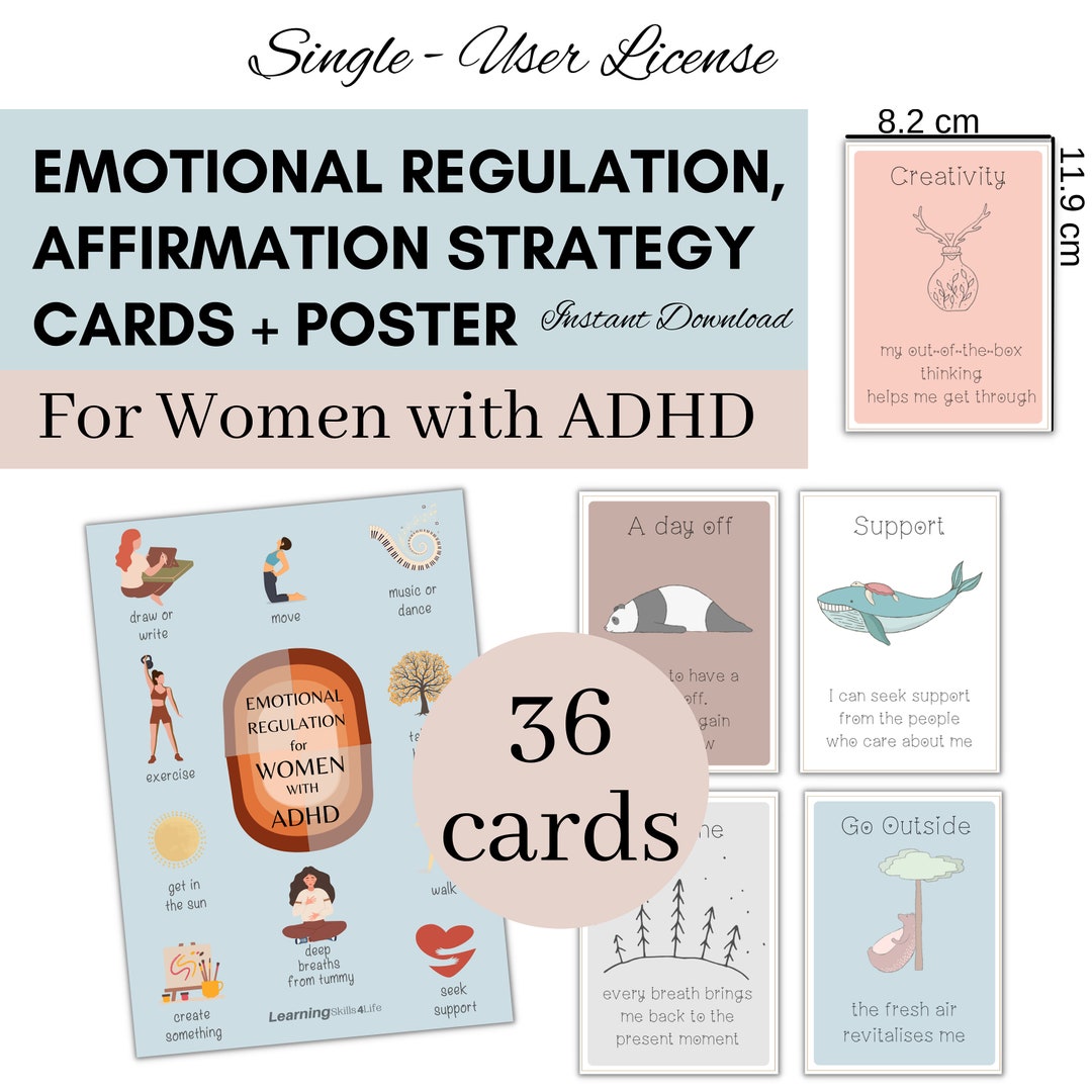 Emotional Regulation Affirmation Strategy Cards 36 for Women With ADHD ...