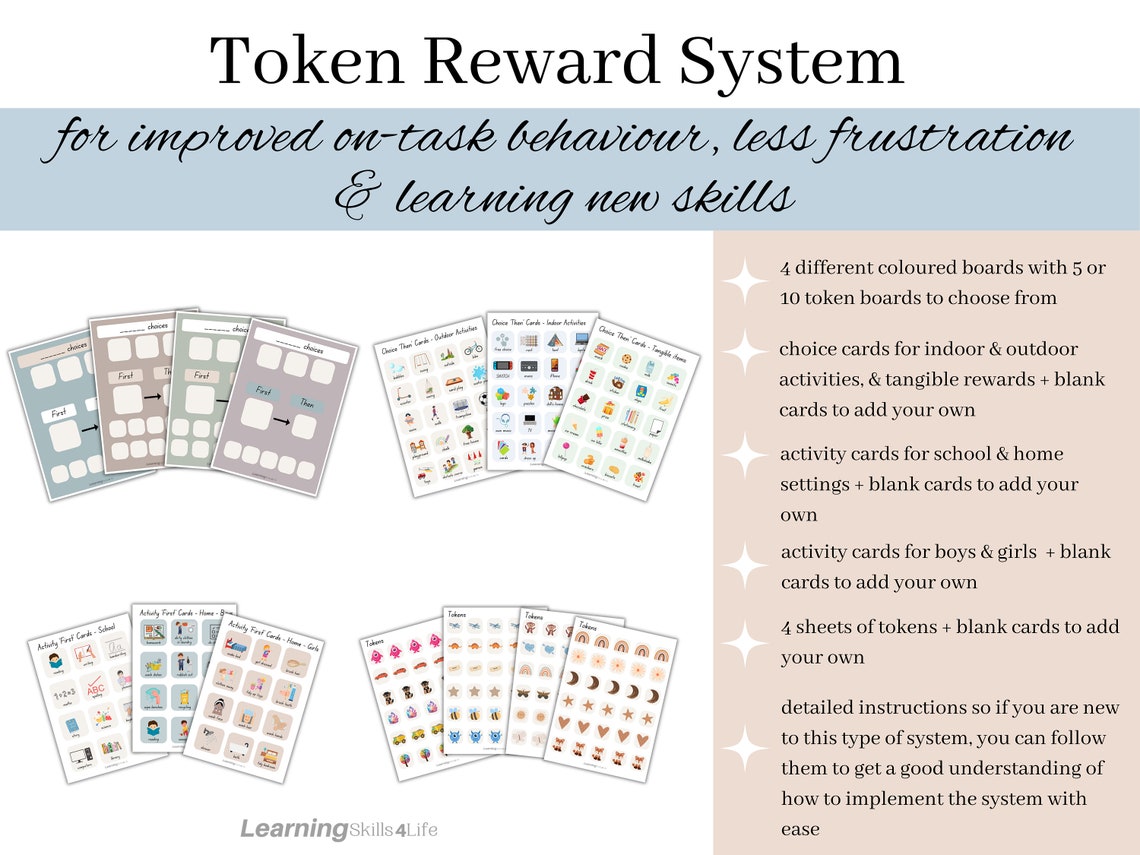 Token Reward System Children & Teens With ASD, ADHD, Challenging or ...