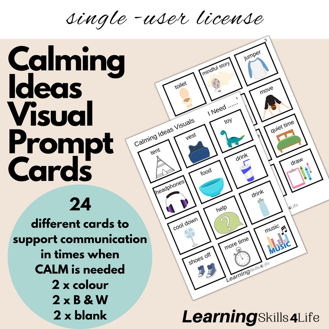 Calming Ideas Visual Prompt Cards for ADHD, ASD & Anxiety- ADHD ...