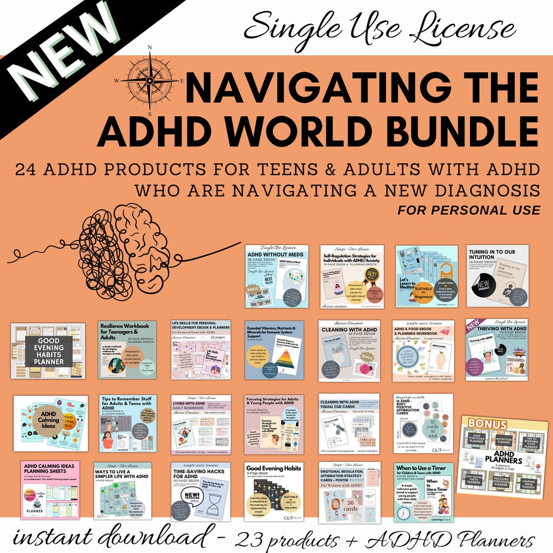 Navigating the ADHD World BUNDLE - Single-use License, Adhd Planners ...