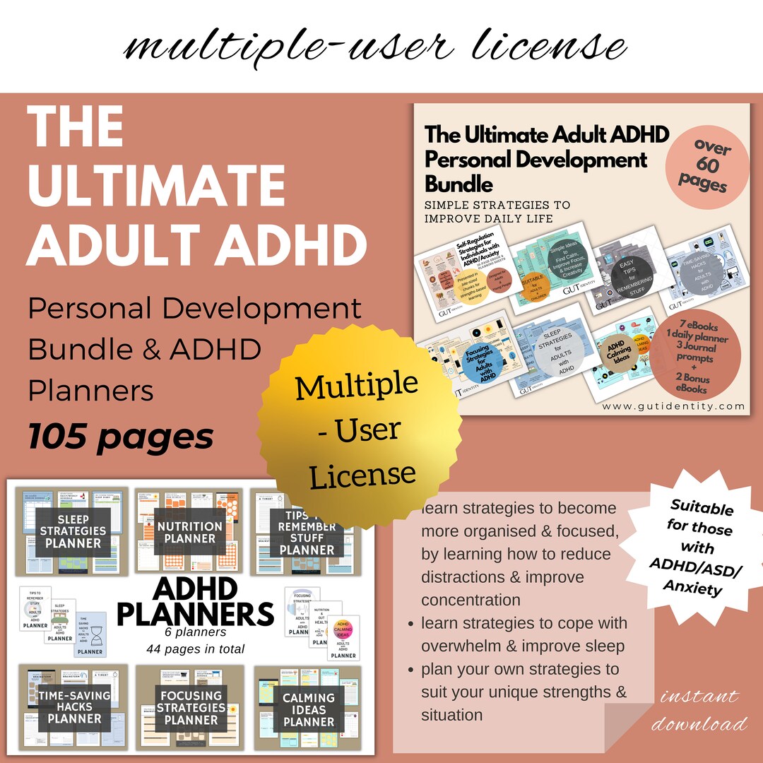 The Ultimate Adult ADHD Ebook Bundle & Adhd Planners, ADHD Printable ...