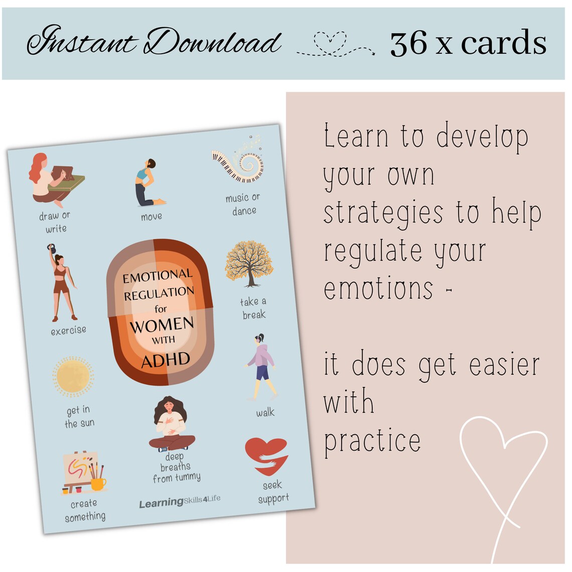 Emotional Regulation Affirmation Strategy Cards 36 for Women With ADHD ...