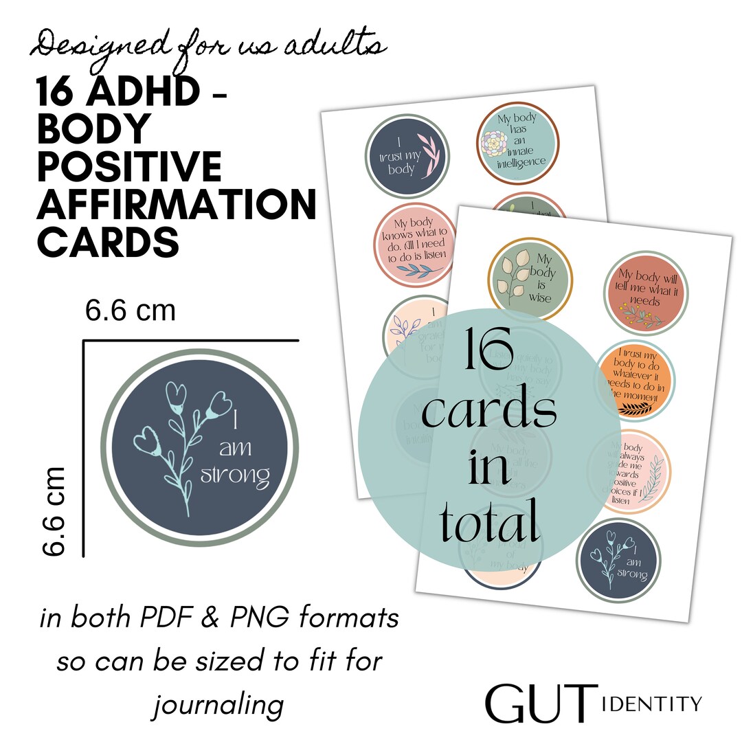 ADHD Body Positive Affirmation Cards for Adults and Teens With ADHD ...