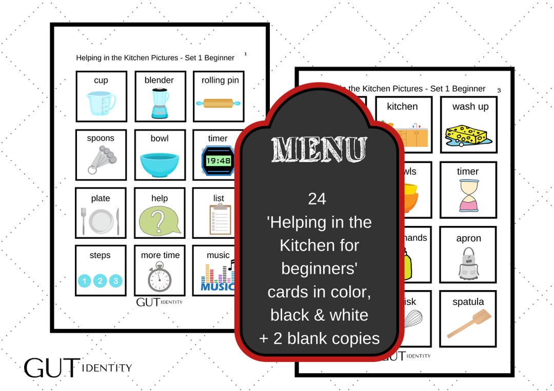 Kitchen Pictures Beginner Digital Download PDF- Color, B & W and Blank ...