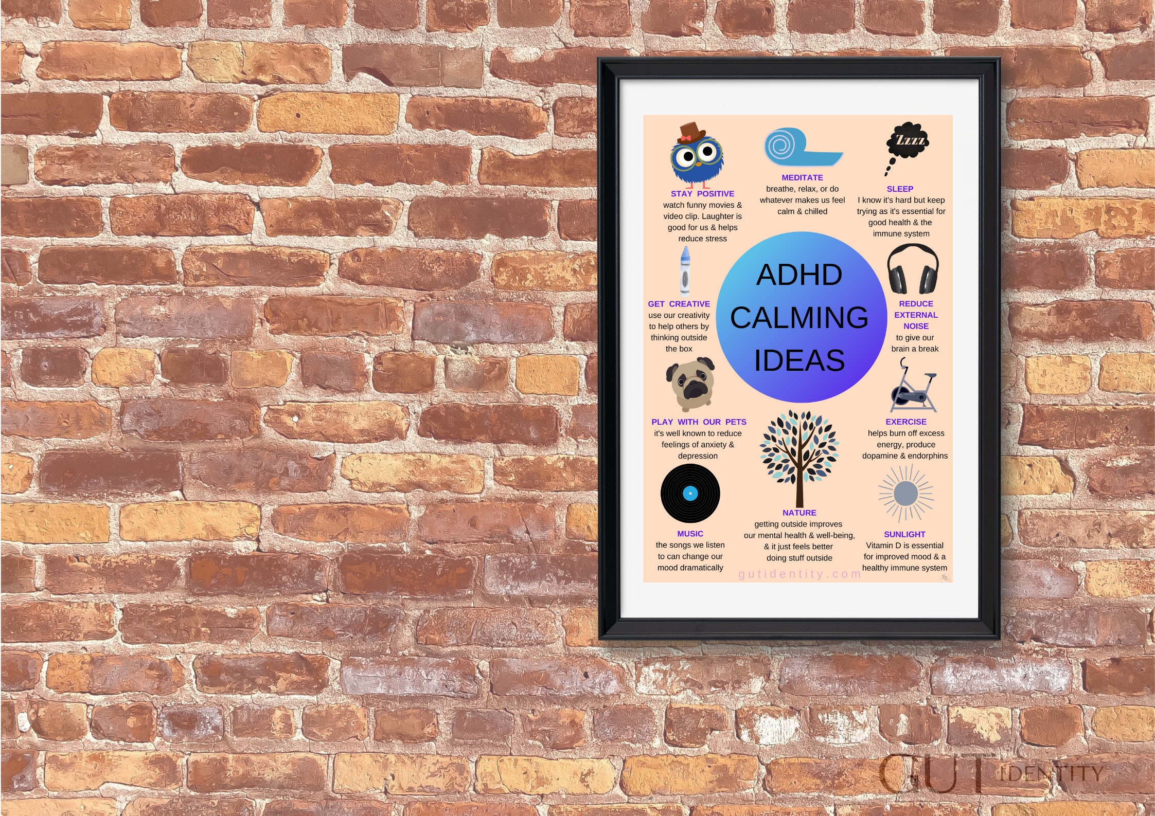 ADHD Calming Ideas Poster Journal Prompt Digital Download | Etsy