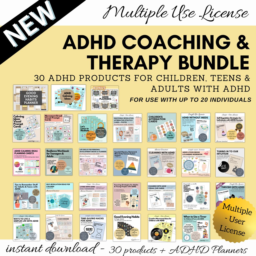 ADHD Coaching & Therapy BUNDLE - Multiple-use License, Adhd Planners ...