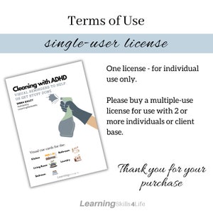 ADHD Visual Cue Cards - Cleaning With ADHD -single-use License- 189 ...
