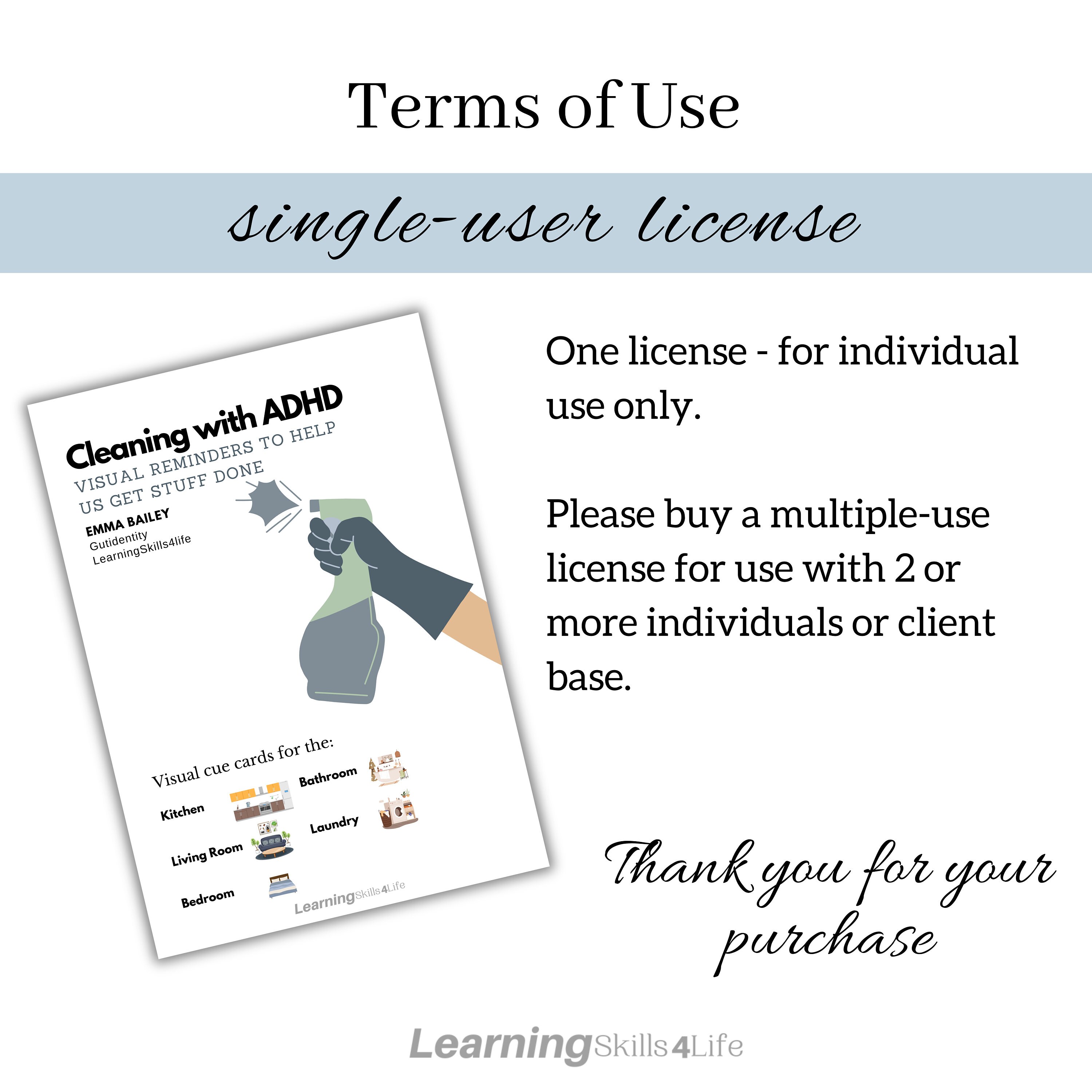ADHD Visual Cue Cards Cleaning With ADHD single-use License 189 Cards ...