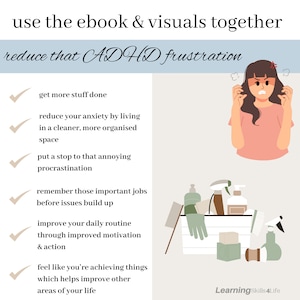 ADHD Visual Cue Cards - Cleaning With ADHD -single-use License- 189 ...