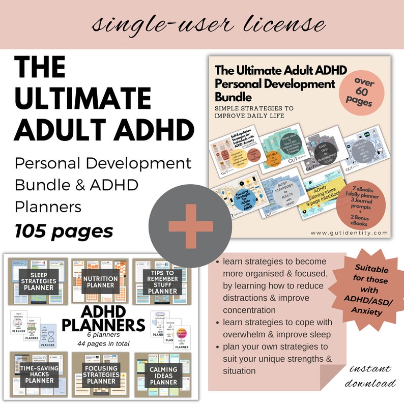 The Ultimate Adult ADHD Ebook Bundle & Adhd Planners, Adult ADHD Ebooks ...