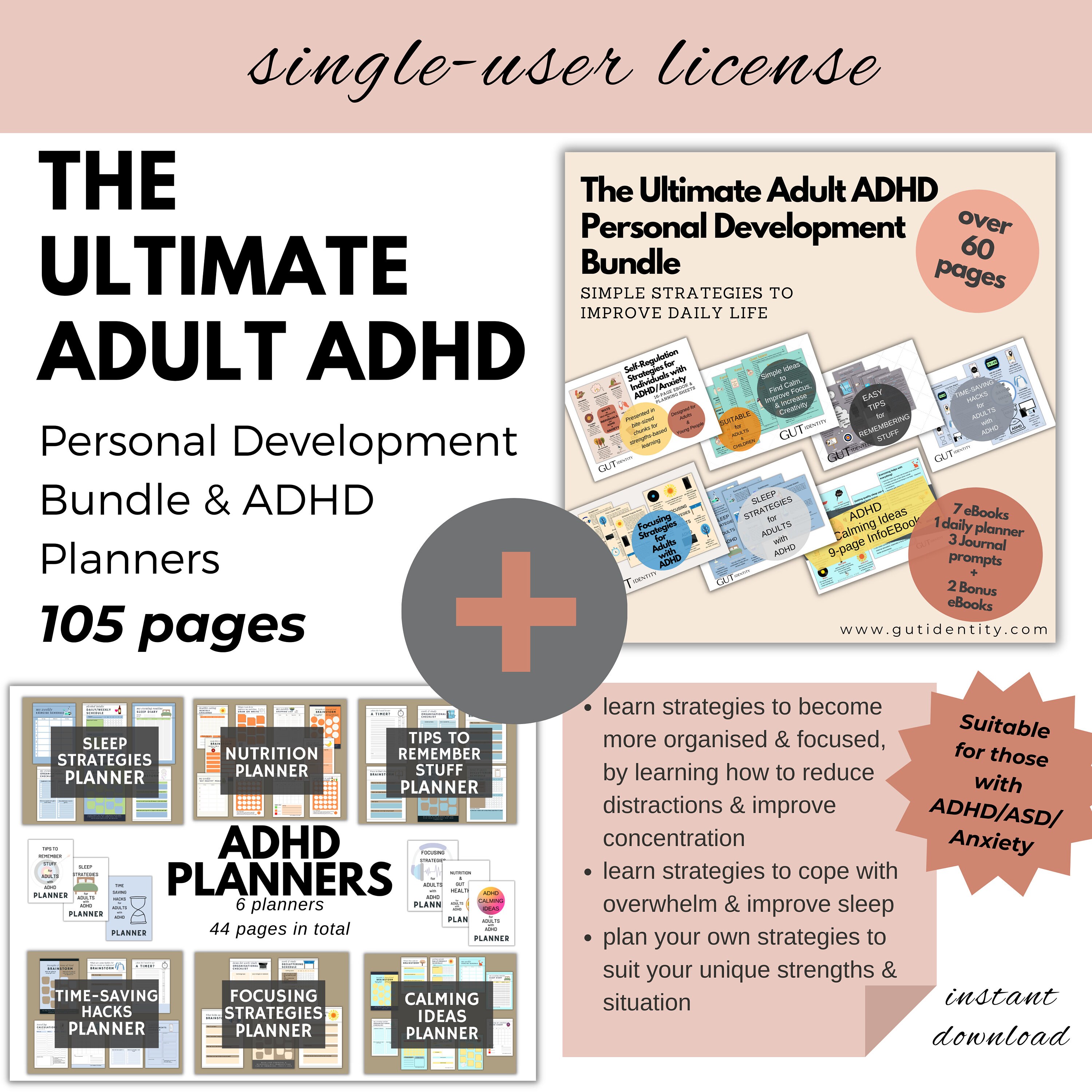 The Ultimate Adult ADHD Ebook Bundle & Adhd Planners, Adult ADHD Ebooks ...