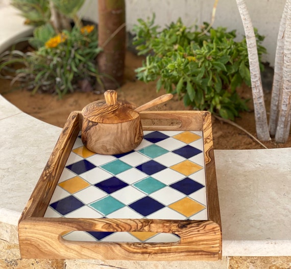 Wooden and Ceramic Tray With Sugar Bowl Serving Plate - Etsy