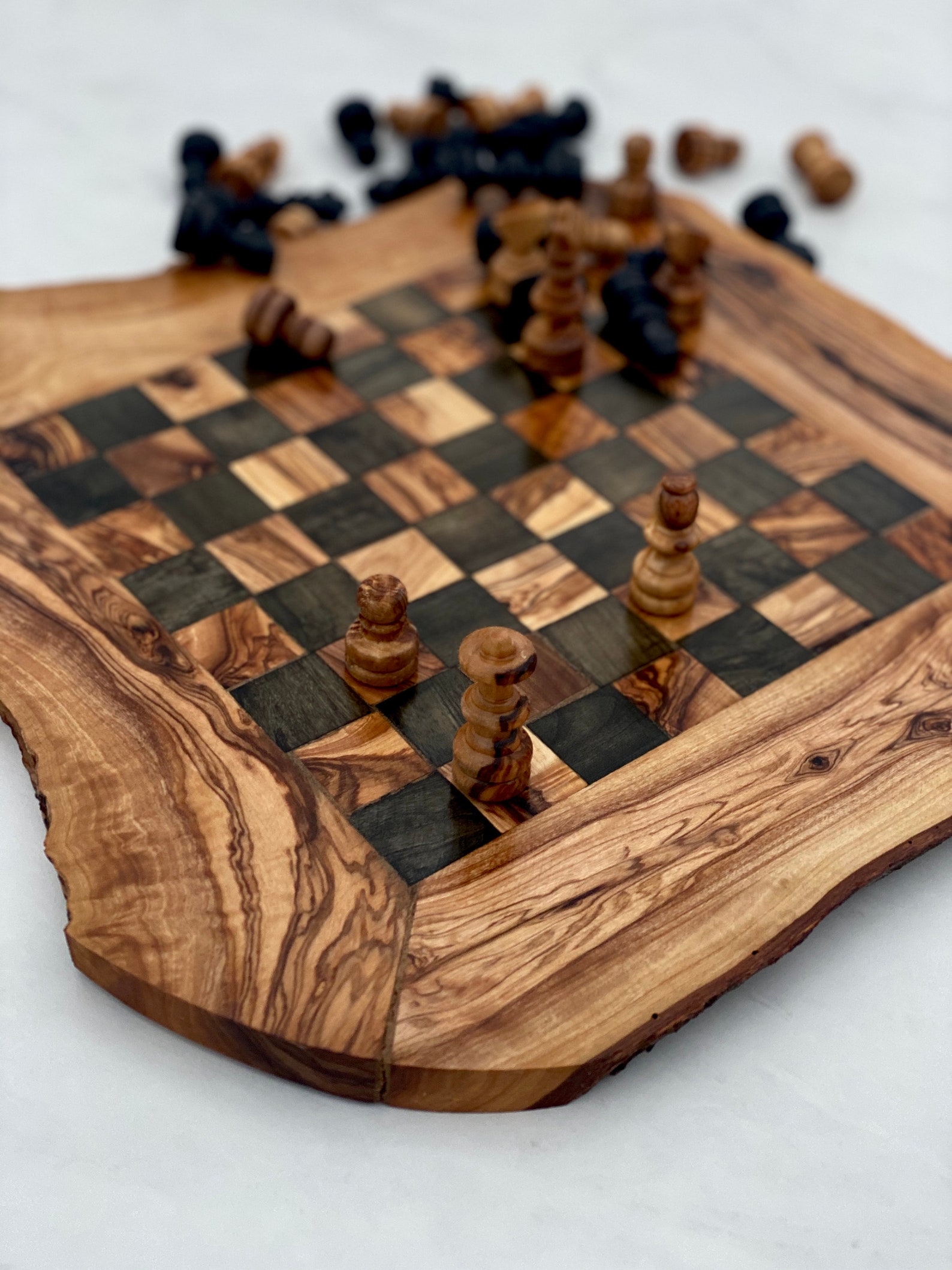 Rustic Chess Set With Rough Edges Chess Board Birthday - Etsy