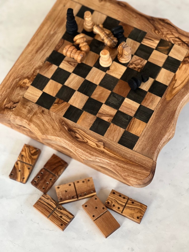 4 in 1 Wooden Board Game Chess Checker Solitaire | Etsy