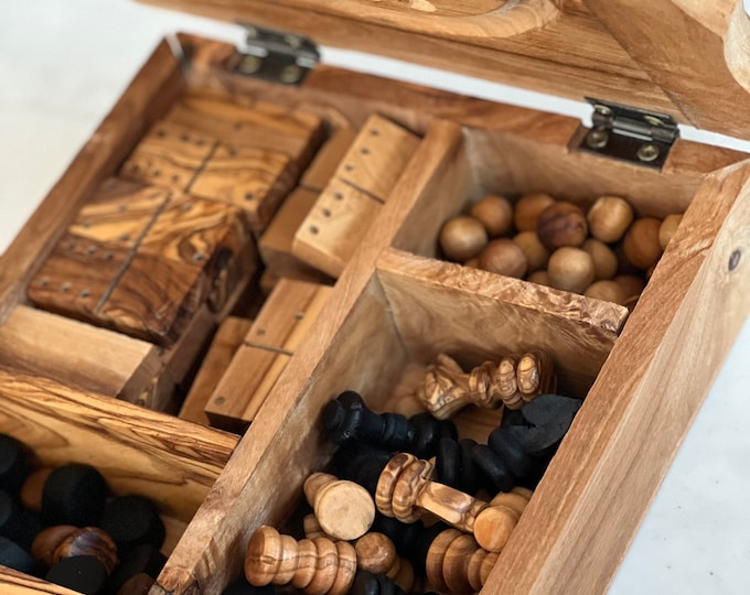 4 in 1 Wooden Board Game Chess | Checker | Solitaire | Dominoes Hand ...