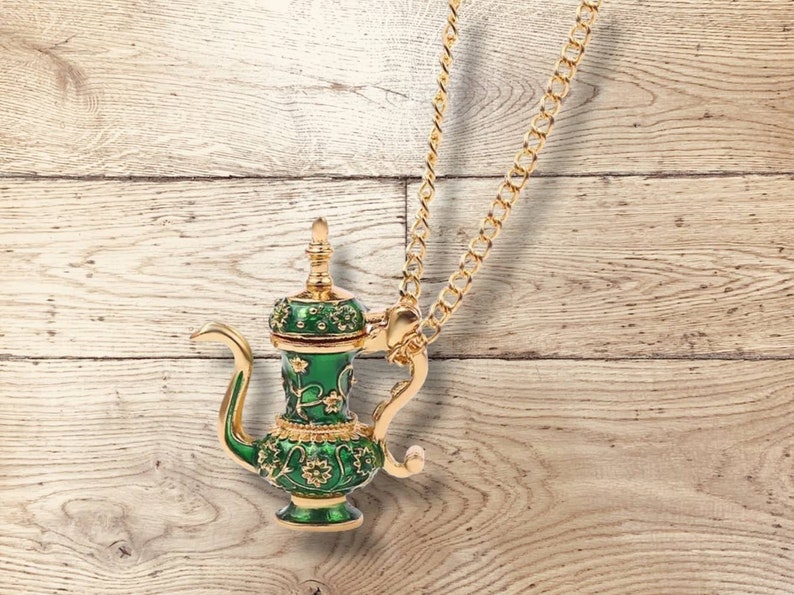 Alice in Wonderland Tea Cup / Tea Pot / Genie Lamp Necklace - Etsy