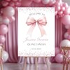 Editable Pink Bow Quinceanera Welcome Sign, Pink Ribbon Minimal ...