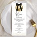 Editable Disco Ball Menu Card, Coquette Black Bow and Gold Disco Ball ...