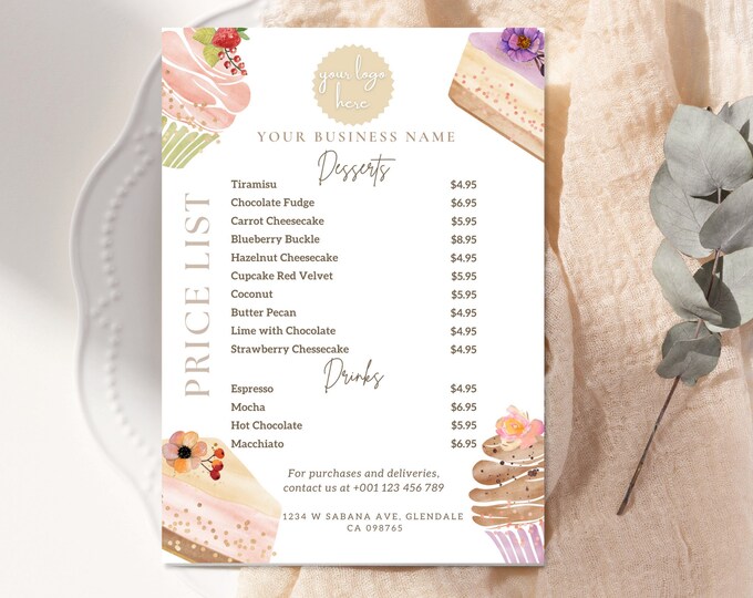 Cake Flavor Menu Sign Template Self-editing Edit With - Etsy Canada