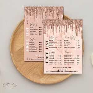 Beauty Price List Template Editable, Makeup Artist Price List, Pricing ...