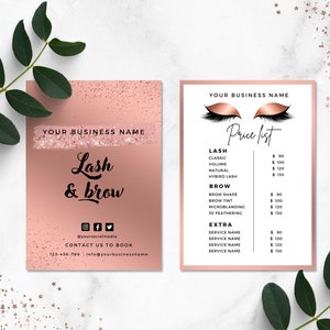 Lash Price List Template, Price List Flyer, Editable Price List Acrylic ...