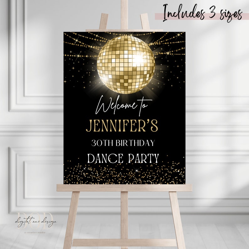 Disco Ball Welcome Sign, Gold Disco Ball Theme, 70s Retro Disco Party ...