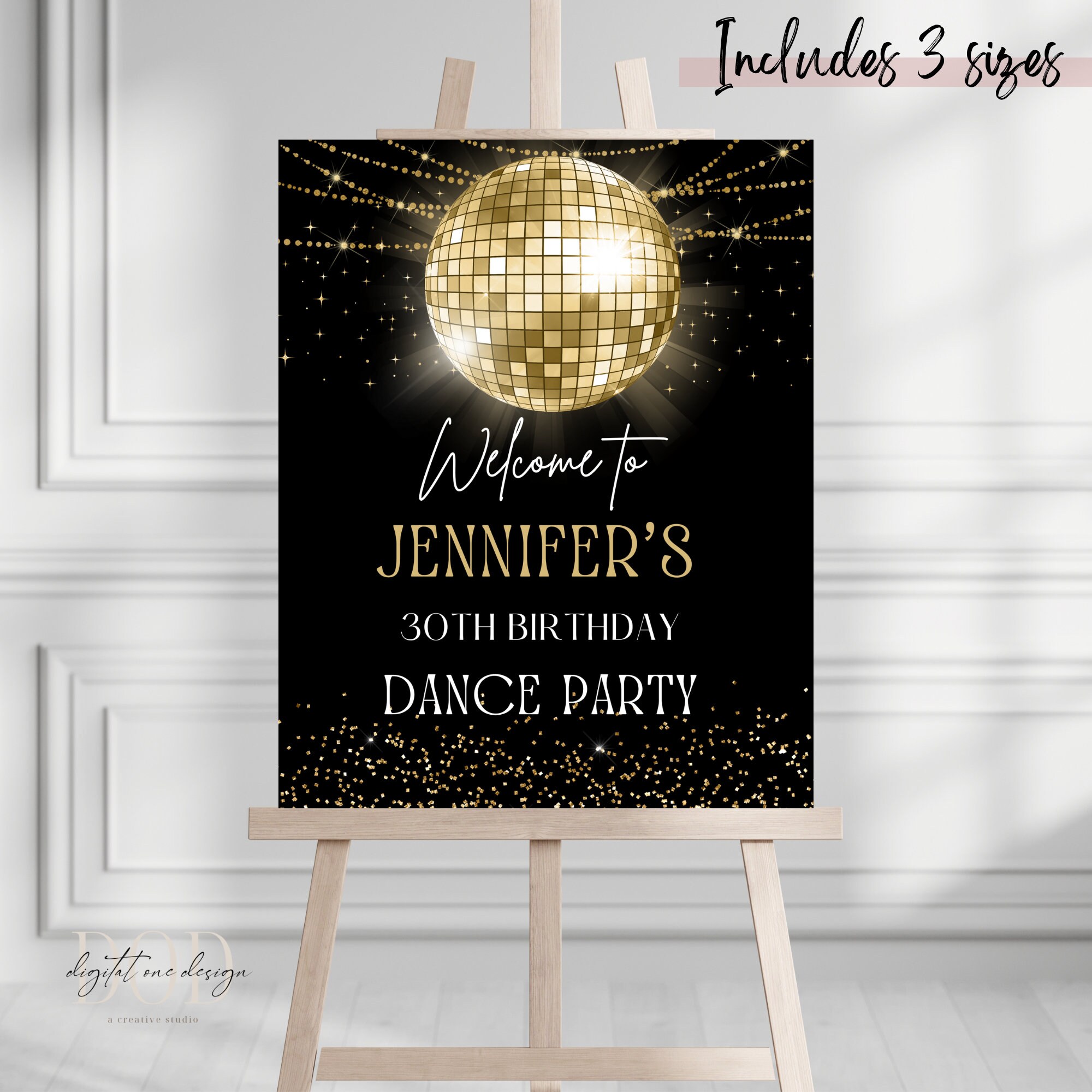 Disco Ball Welcome Sign, Gold Disco Ball Theme, 70s Retro Disco Party ...
