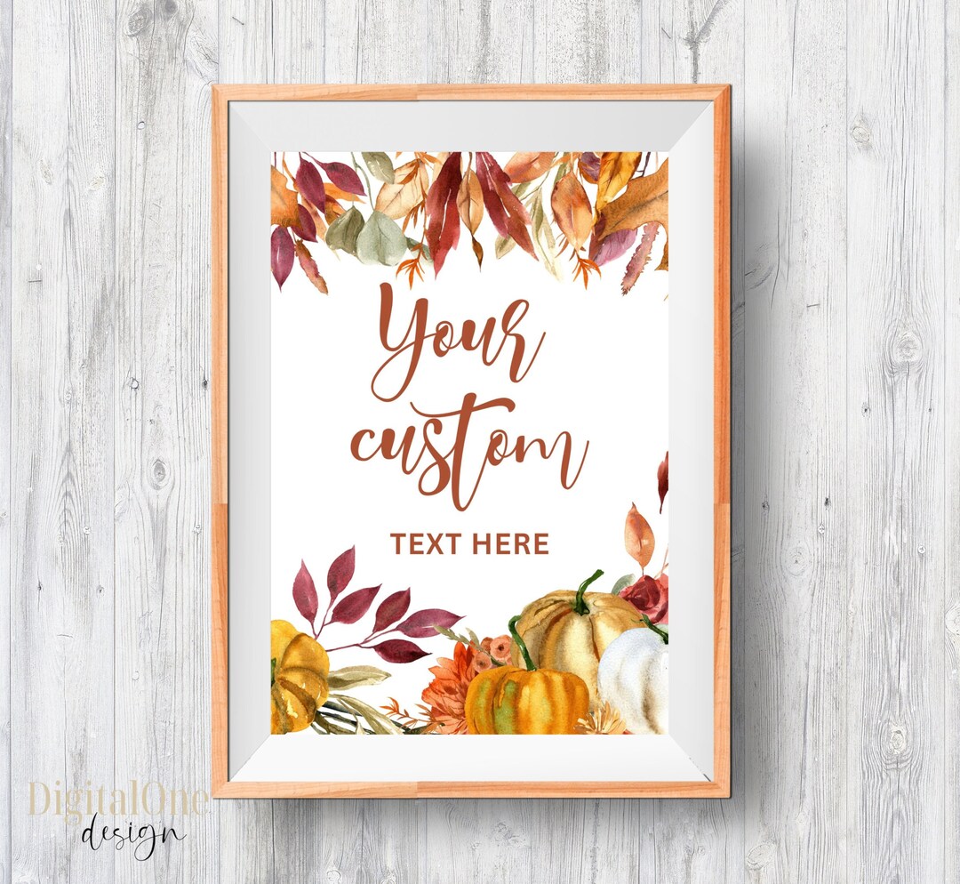 Custom Autumn Printable Sign, Personalized Sign, Instant Download Decor ...