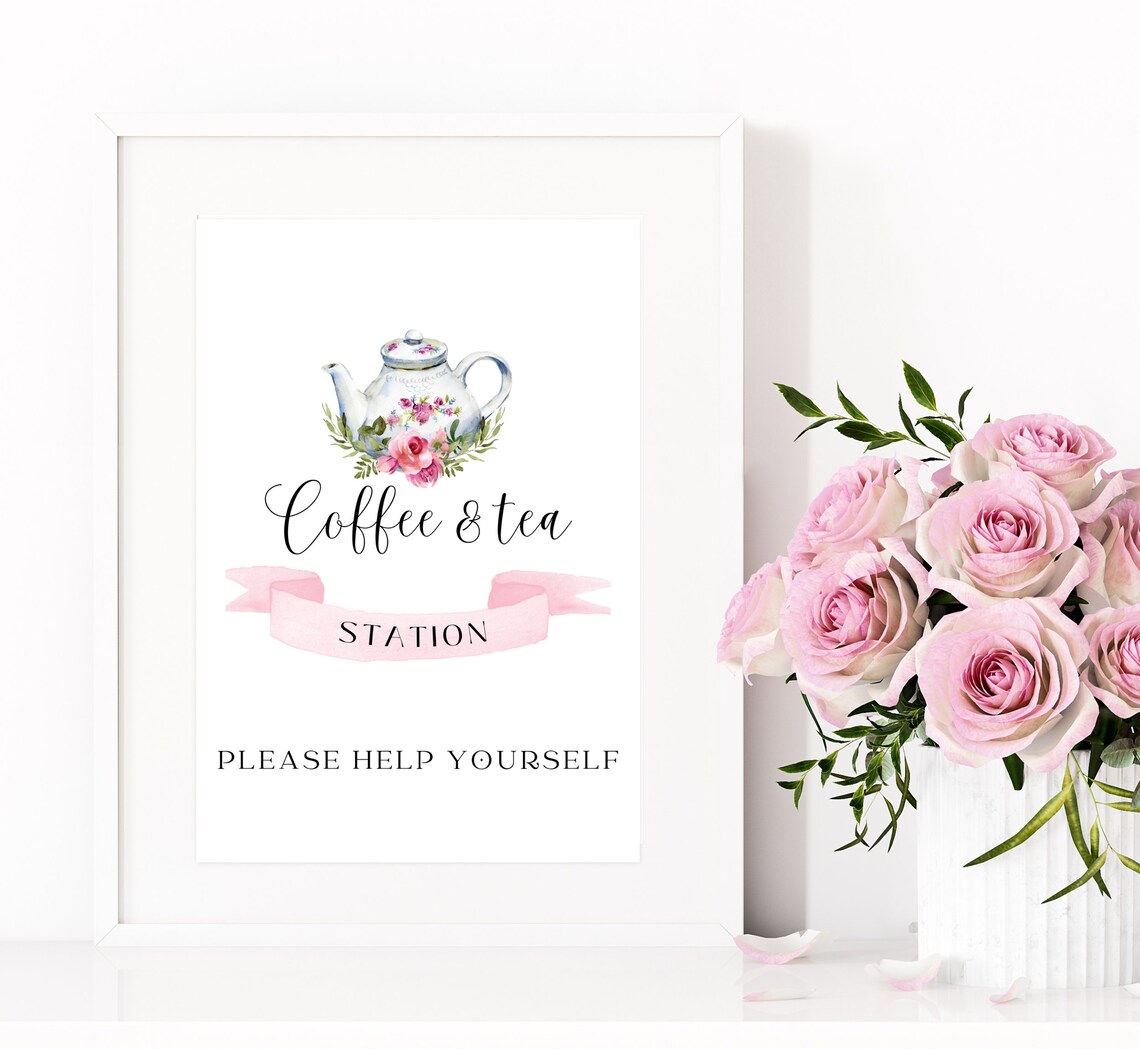 Coffee and Tea Station Sign Instant Download Coffee Bar - Etsy